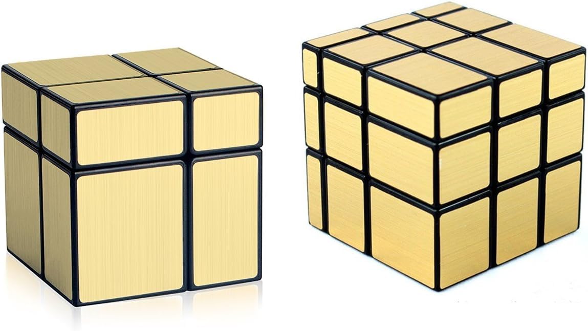 D ETERNAL Gold Mirror Cube 2x2 3x3 Speed Cube Set, 2x2x2 3x3x3 Mirror