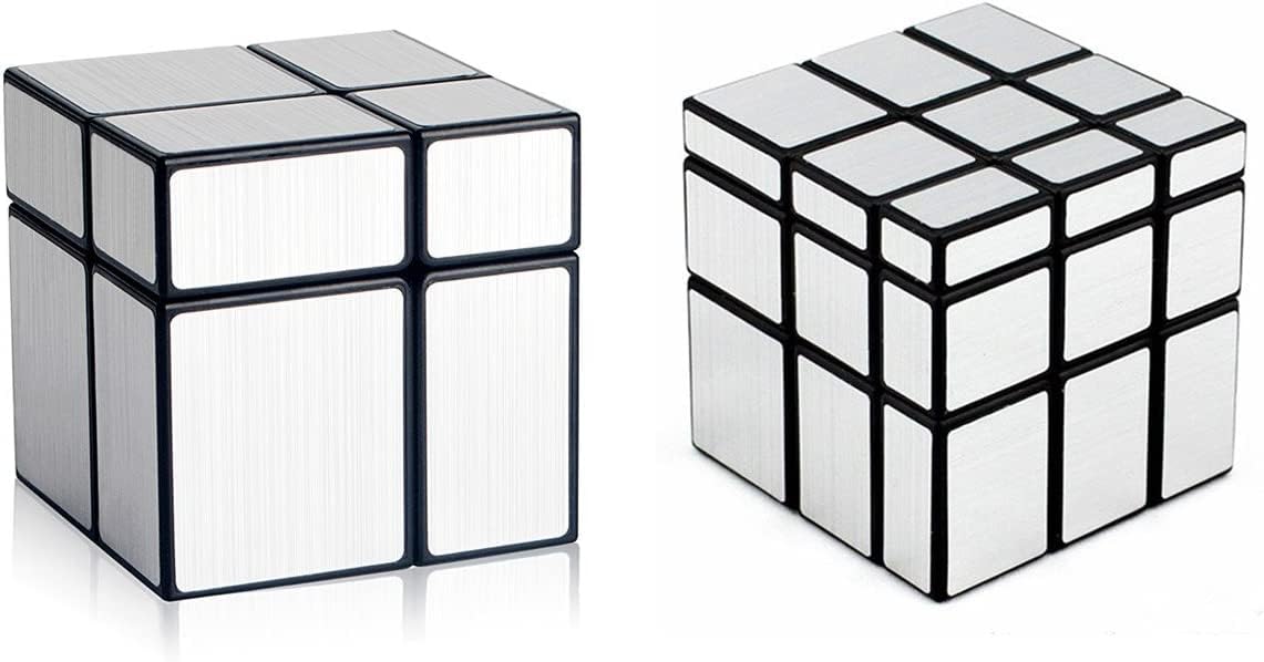 D ETERNAL Silver Mirror Cube 2x2 and 3x3 Speed Cube Set, 2x2x2 and 3x3