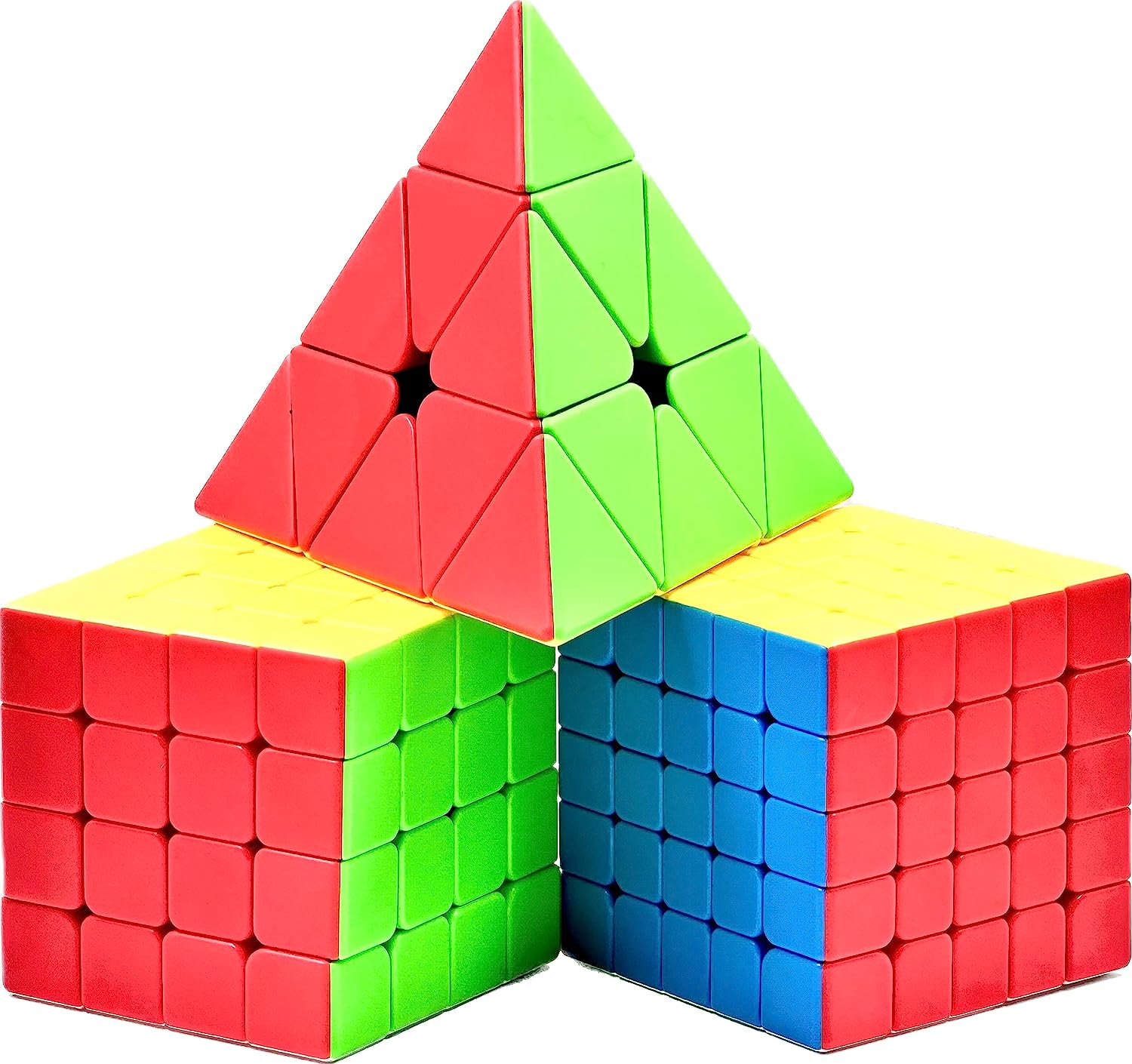 D ETERNAL Speed Cube Combo Set 4x4, 5x5 and Pyraminx Pyramid Triangle