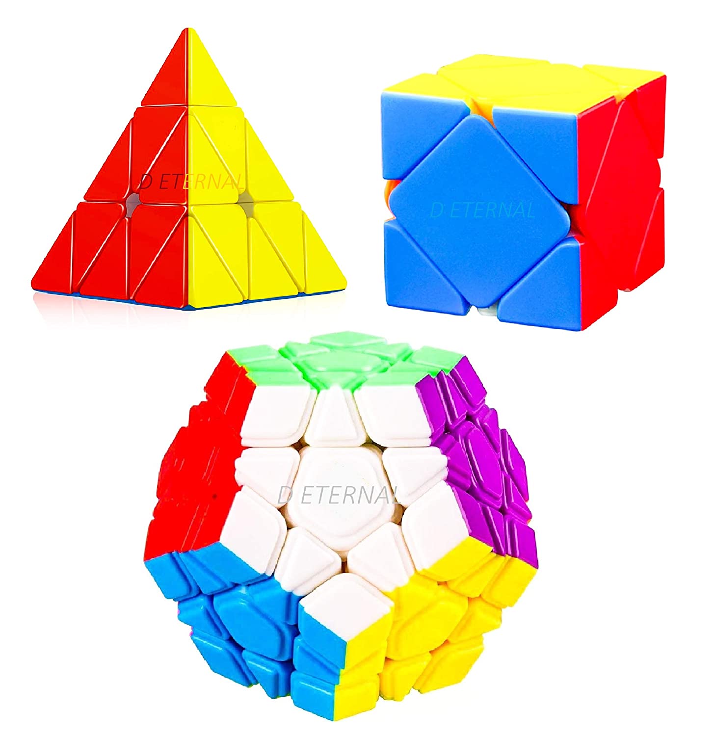 D ETERNAL Speed Cube Combo Set of Triangle 3x3 Megaminx and Skewb Cube